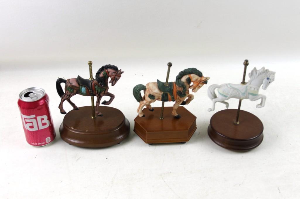 3 Carousel Horse Music Boxes