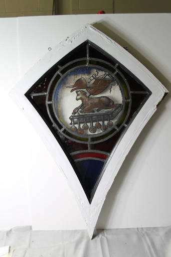 Vintage Stained Glass Lamb Panel
