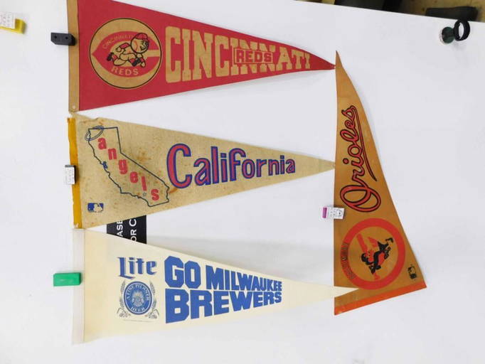 4 Vintage Sports Pennants Incl California Angels