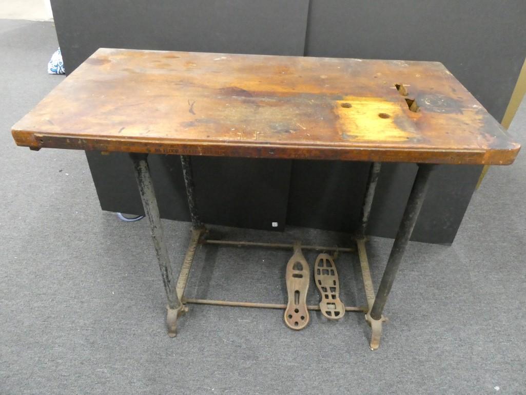 Vintage Industrial Table With Foot Pedals Bonis Mach
