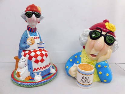 2 Ceramic Carousel Cookie Jars