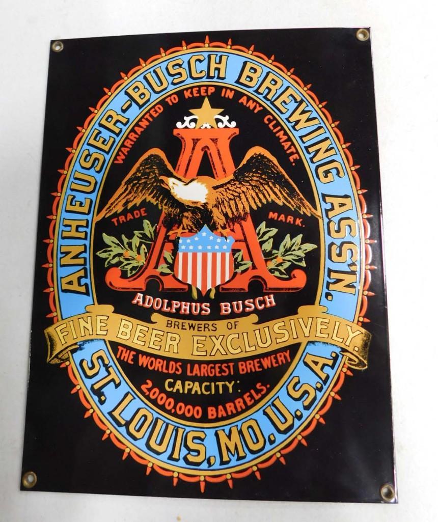 Anheuser Busch Brewing Porcelain Sign