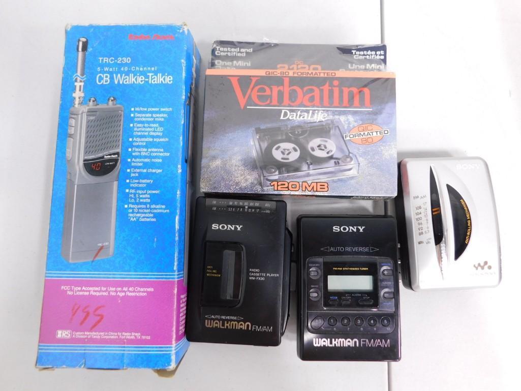 3 Sony Walkman AM FM Cassette Players, Radio Shack CB Walkie Talkie ...