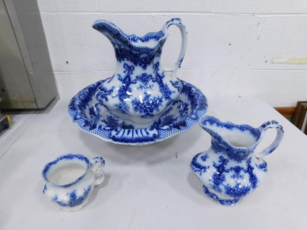 Antique Flow Blue Wood & Son Princess Royal Pattern Semi Porcelain Incl ...