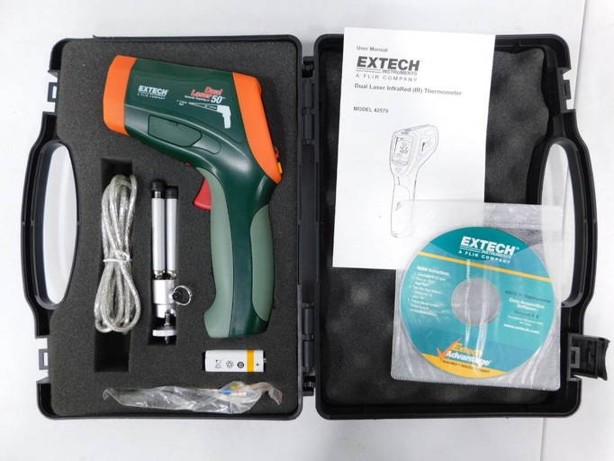 Extech Dual Laser InfraRed Thermometer Model 42570 in a Case (#0170) on ...