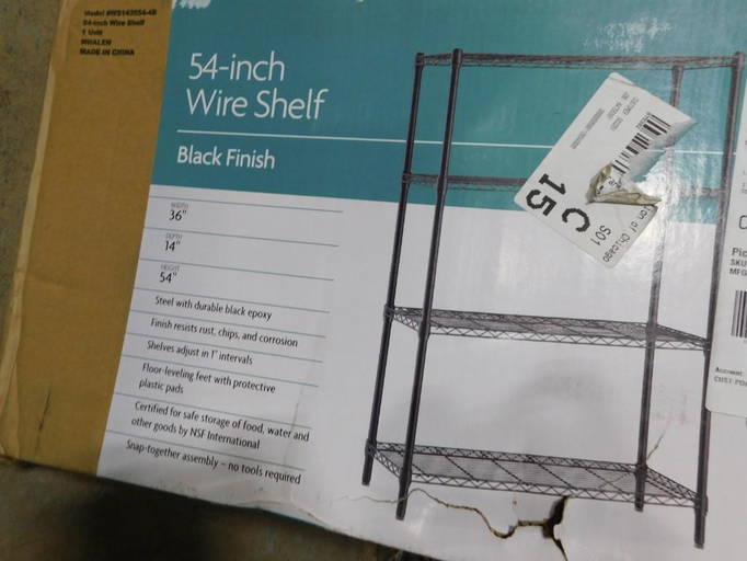 54 Inch Wire Shelf Black Finish