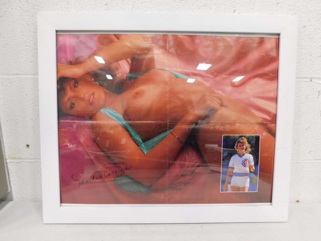 Framed Playboy Centerfold Of Marla Collins , Chicago Cubs Ball Girl