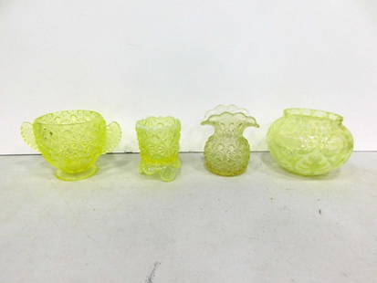 Vaseline Glass Or Yellow Uranium Glass Incl Opalescent , 2 Toothpick ...