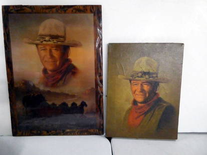 Pair Of John Wayne Paintings