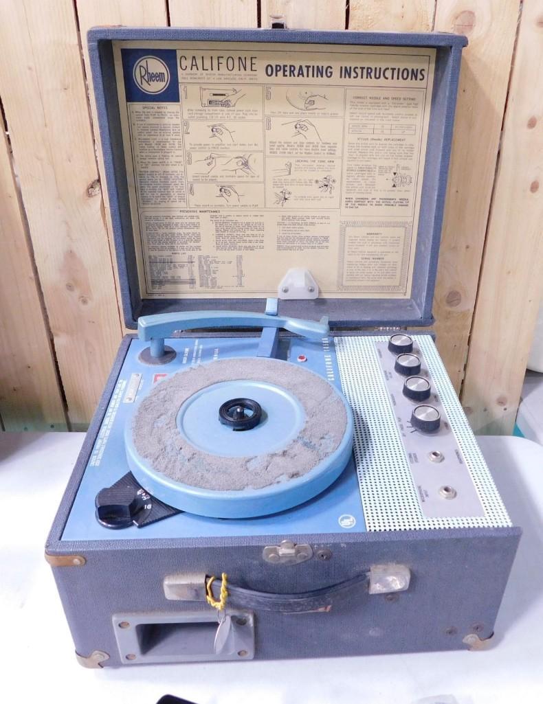 Rheem Califone Portable Record Player Turntable and a Microphone (#675 ...