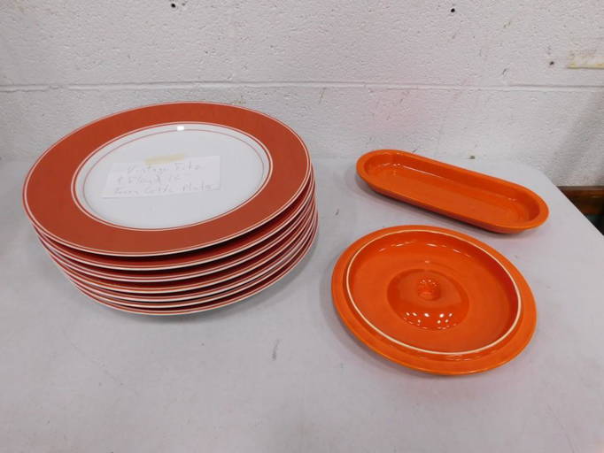 Vtg Fitz And Floyd 12" Terra Cotta Plates, Fiesta Ware Radioactive Red ...