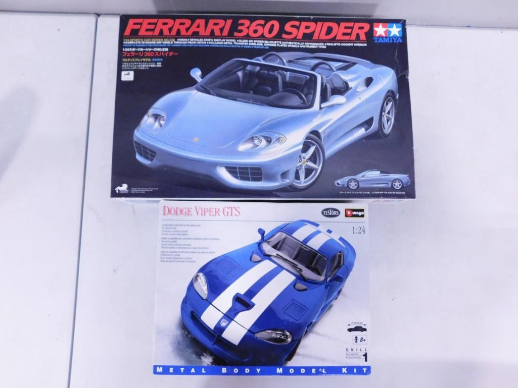 2 Model Car Kits Incl Burago Dodge Viper Gts And Tamiya Ferrari 360 Spider