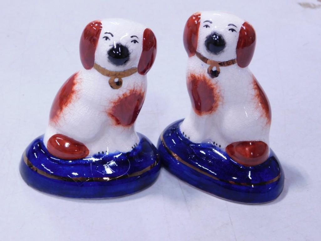 Pr Of Staffordshire Ware Dogs Made In England