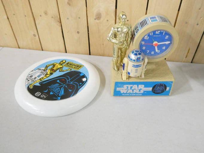 Star Wars Lot Incl Talking Alarm Clock And Empire Strikes Back Frisbee
