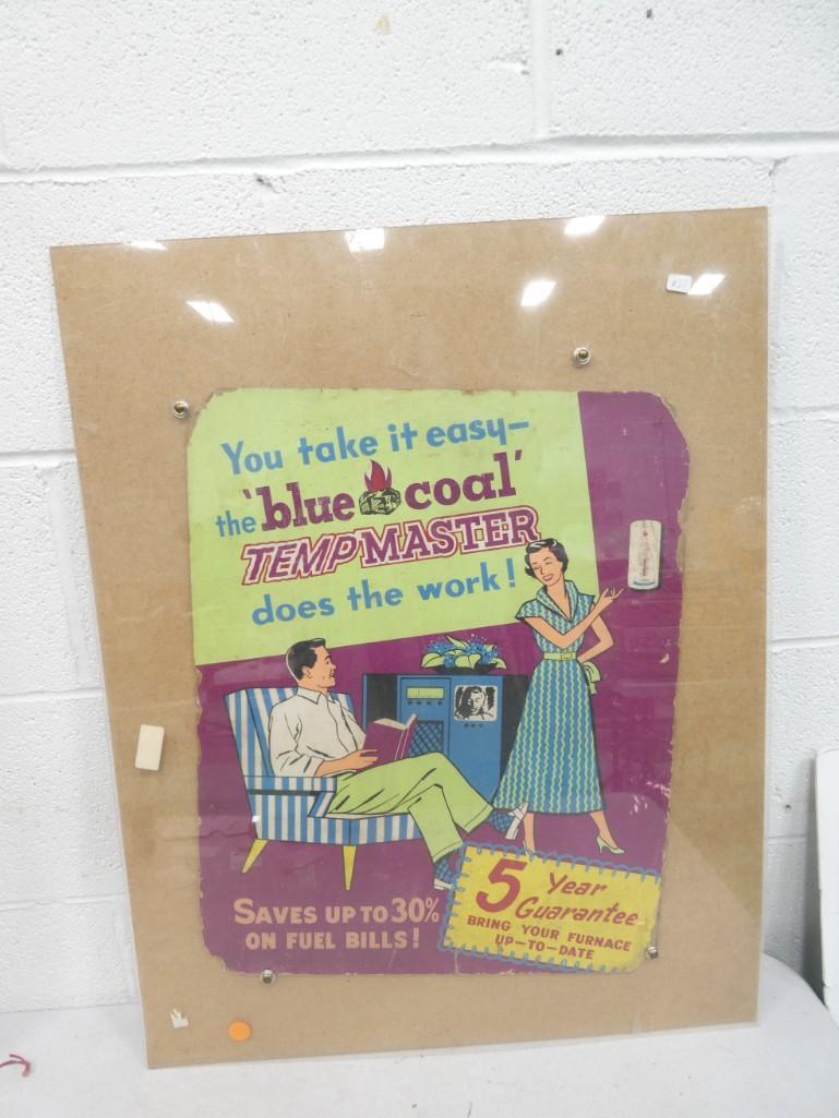 Blue Coal Tempmaster Cardboard Advertisement Sign