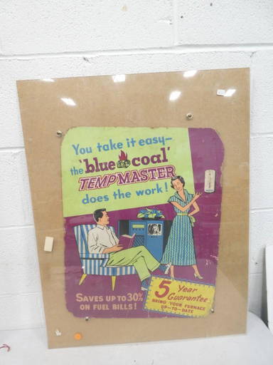 Blue Coal Tempmaster Cardboard Advertisement Sign