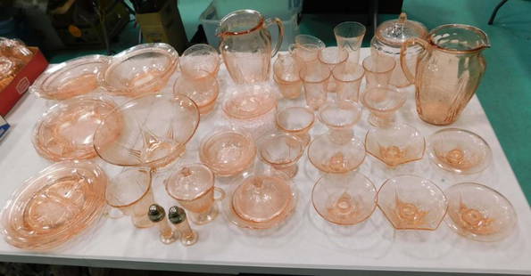 Group Of 8 Mayfair Open Rose Pink Depression Glass Low Sherbet