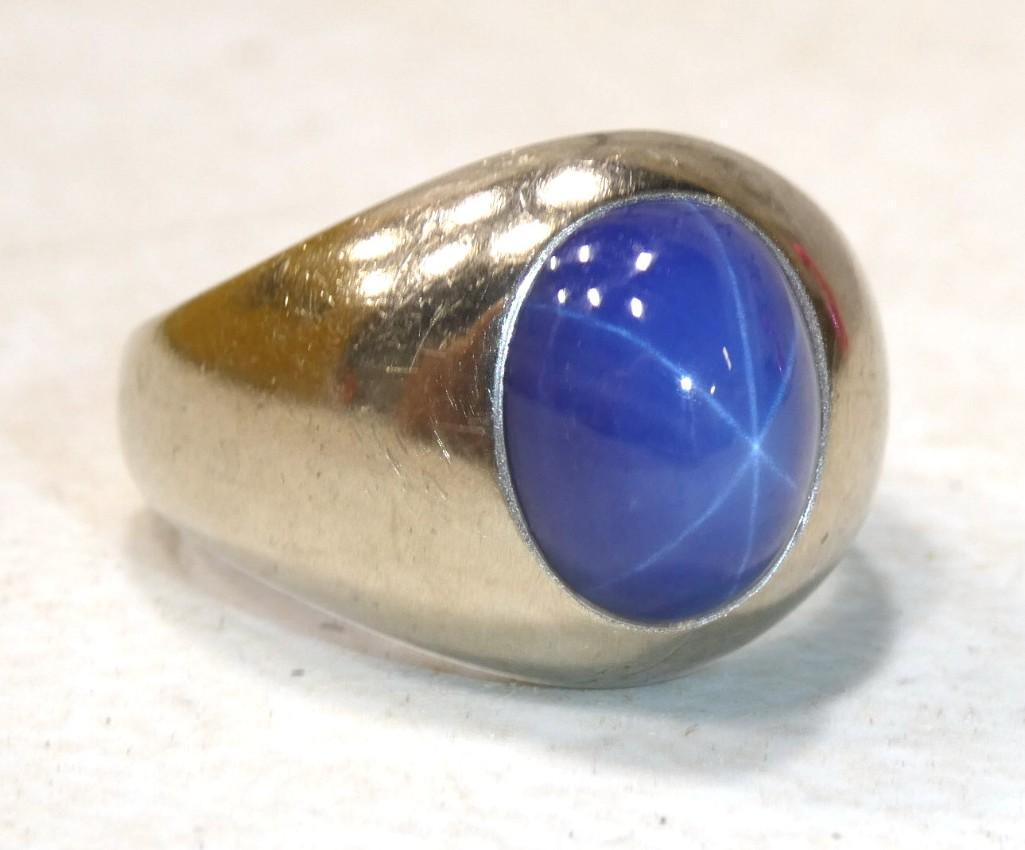 10k White Gold Star Sapphire Ring 9.8g Total Weight