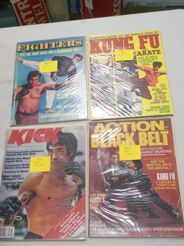 Vintage Kung Fu Magazines Incl Premier Issue Of Kick, Action Black Belt ...