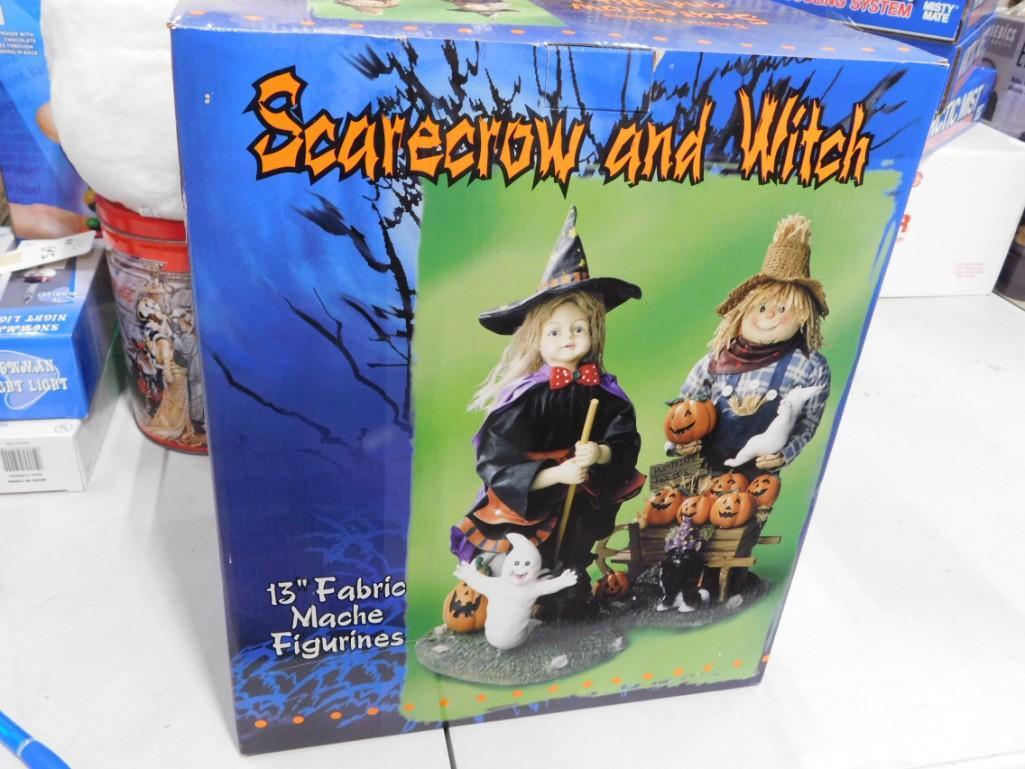 Scarecrow And Witch Halloween Decorations New In Box Auction