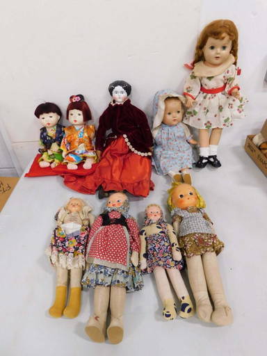 Antique & Vintage Bisque China Head Doll, Composition & Rag Dolls Lot