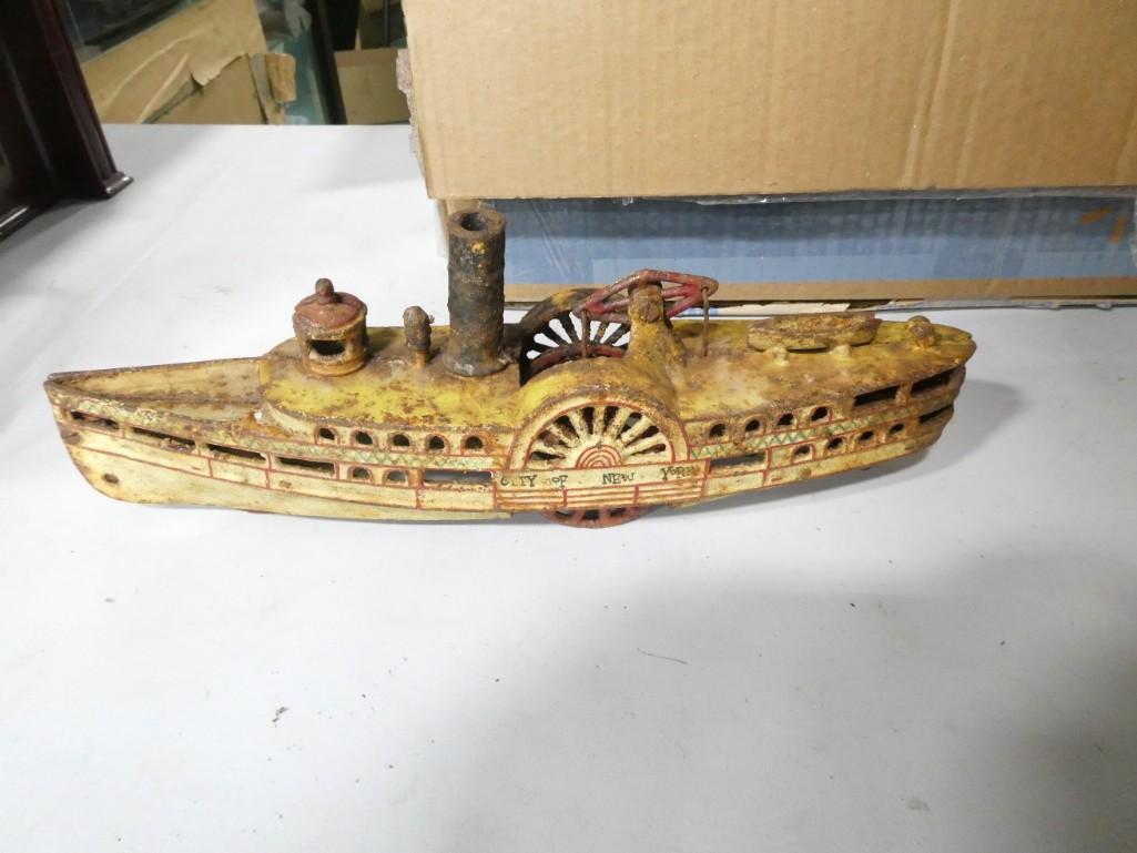 Wilkins Cast Iron City Of New York Riverboat Side Paddle Wheel ...