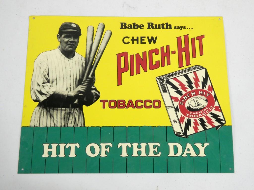 Vintage Babe Ruth Chewing Tobacco 1991 Embossed Metal Sign Auction