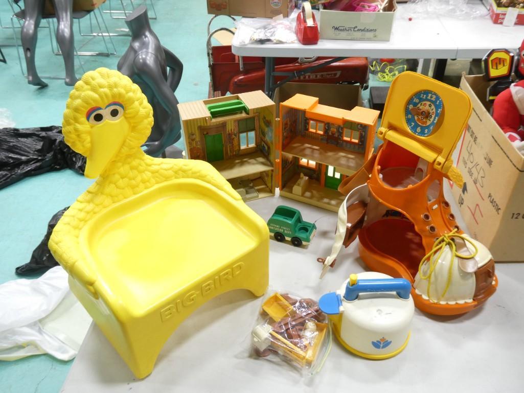 Vintage Matchbox Play Boot Or Shoe, Big Bird Chair, Sesame Street ...