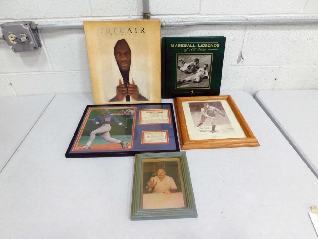 Sports Lot Incl Bob Feller Signed Print - No Coa, Rare Air Michael ...