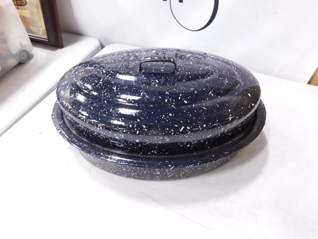 Granite Ware Roaster Roasting Pan Black And White Speckled Enamelware