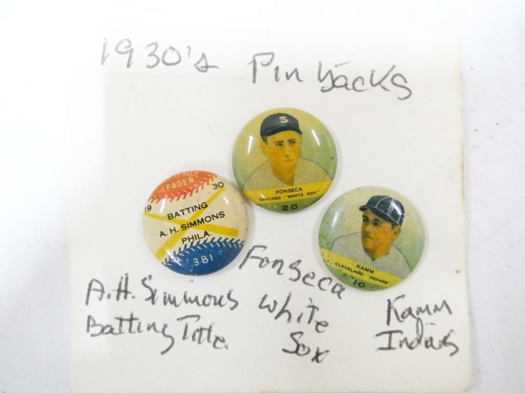 3 Nice 1930s Baseball Pinbacks Pins Or Buttons Auction
