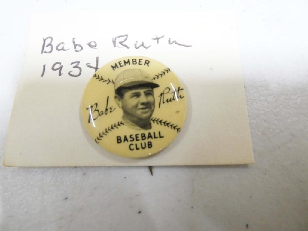 1934 Babe Ruth Quaker Oats Premium Mail Away Pinback Pin Auction