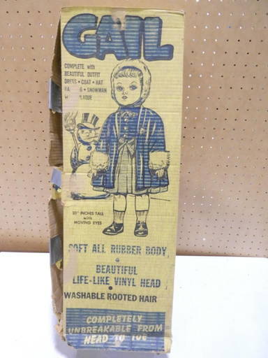 Vtg 1940 1950s Gail 25" Magic Skin Doll W/ Original Box