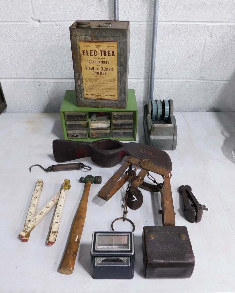 Vintage Tools And Hardware Lot Incl Blade, Elec-trex Tin, Tape ...