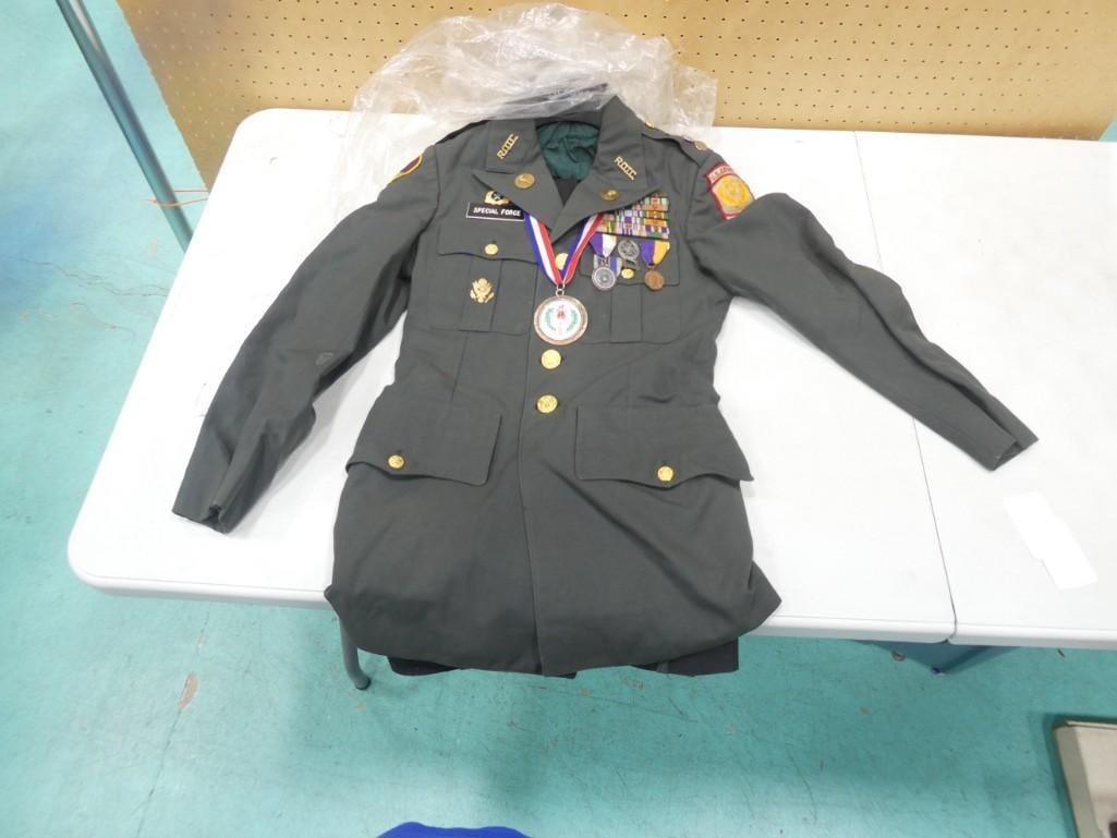 Military Uniform Rotc Special Force With Medals, Pins, Patches