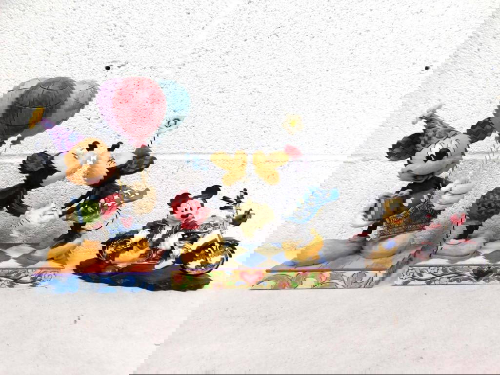 3 Disney Figures Incl Mickey Mouse With A Motorcycle, Mickey And Minnie ...