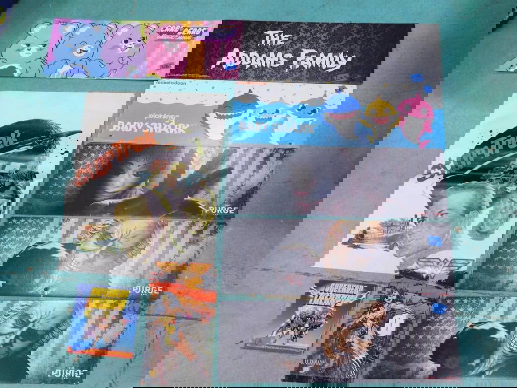 Signs And Posters Incl Care Bears, The Purge, Star Trek, The Addams Family, Auction