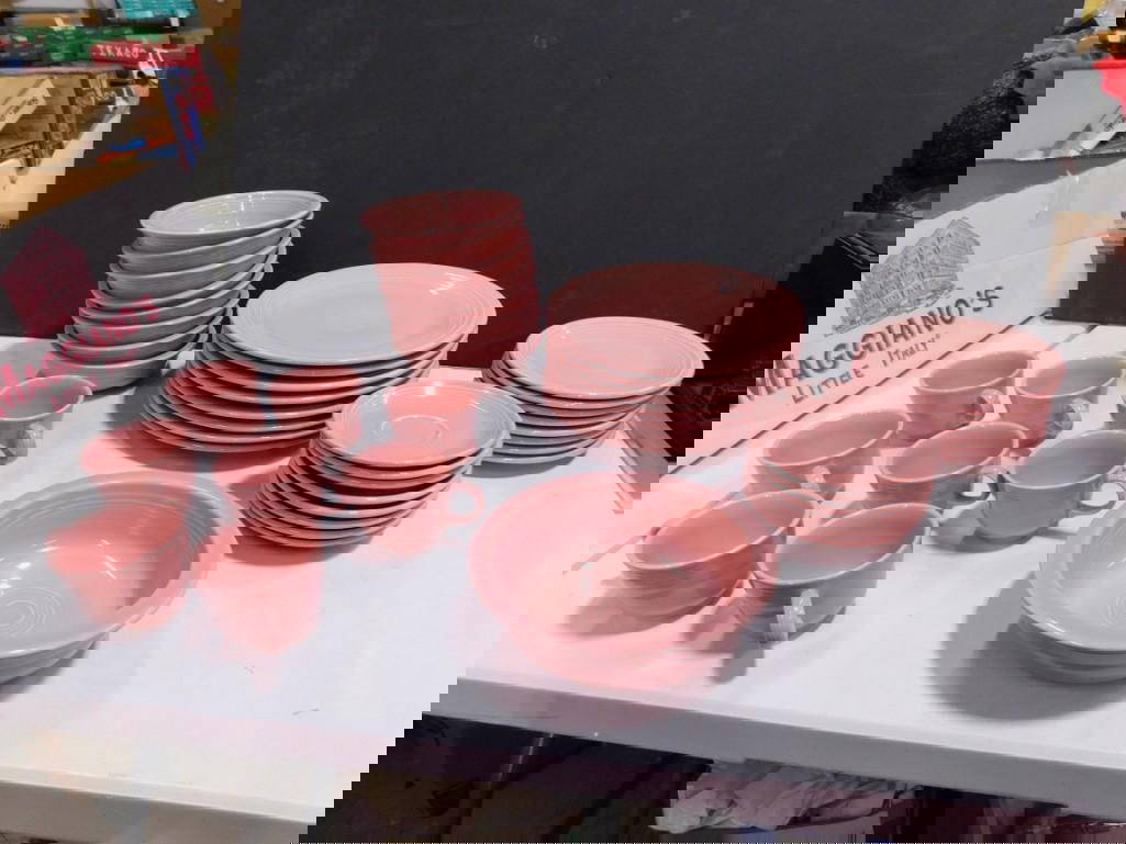 Large Lot Of Fiesta Ware Pink Dishes Fiestaware Auction