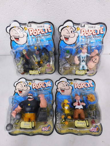 4 Popeye The Sailorman Figures Nip Incl Sea Hag, Popeye, Bluto, Wimpy,