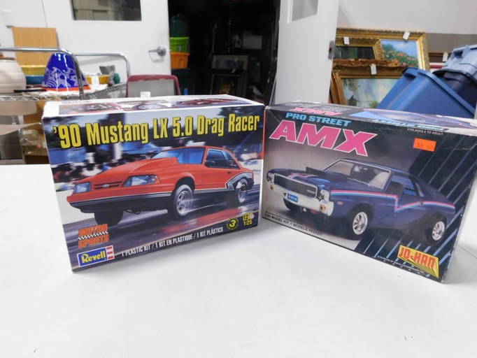 2 Car Model Kits Incl Jo Han Pro Street Amx And Revell '90 Mustang Lx 5 ...