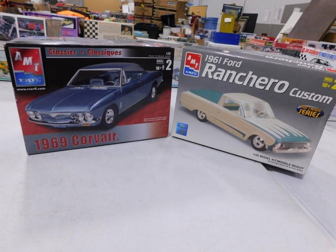 2 Amt Ertl Model Car Kits Incl 1969 Corvair And 1961 Ford Ranchero Custom