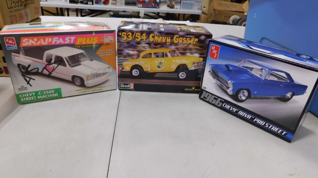 3 Model Kits Incl Revell '53/54 Chevy Gasser, Amt 1966 Chevy Nova Pro ...