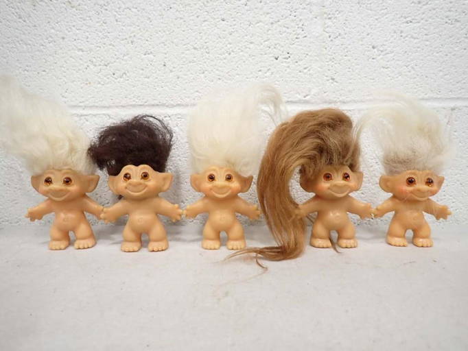 5 Vtg 1960s Dam Trolls Troll Dolls Lot