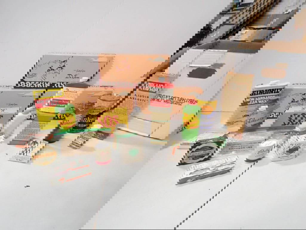 Vintage Containers Incl Finesse Auto Polish, Soda Mint, Doeskin Tissues ...