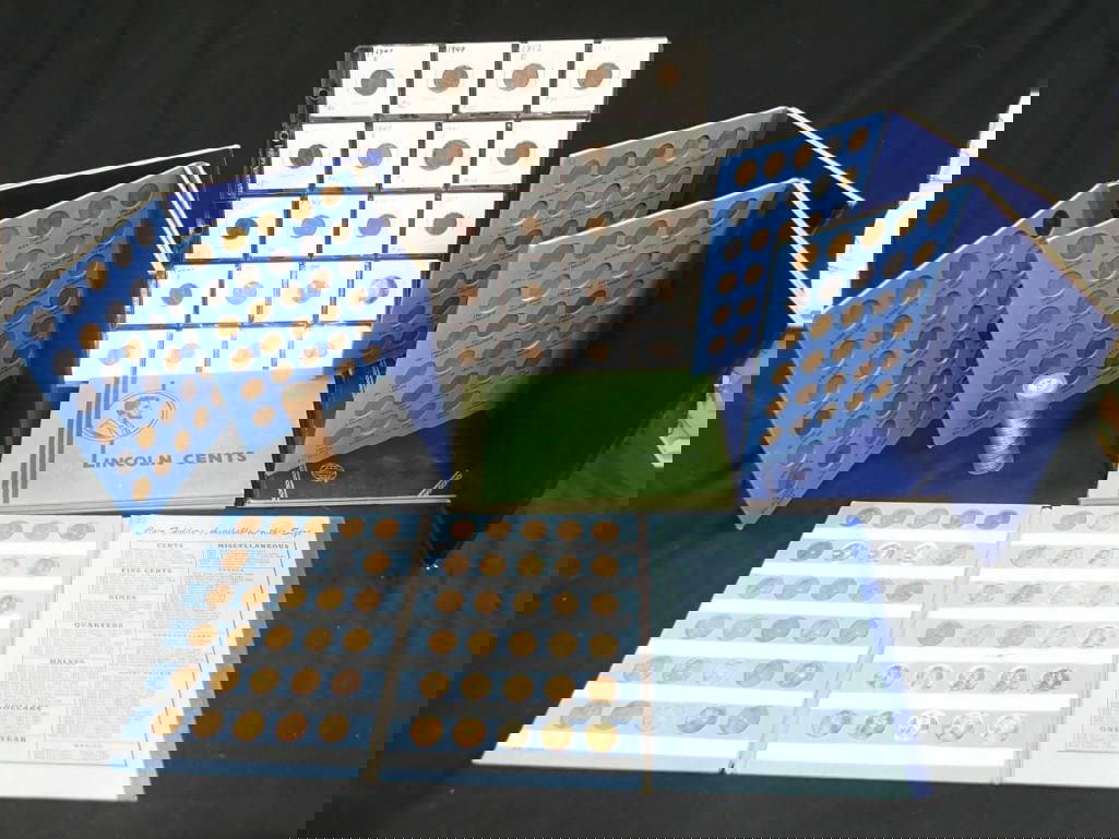 Collection Of Pennies Incl Partial Collector Folders, A Tube Of Pennies ...