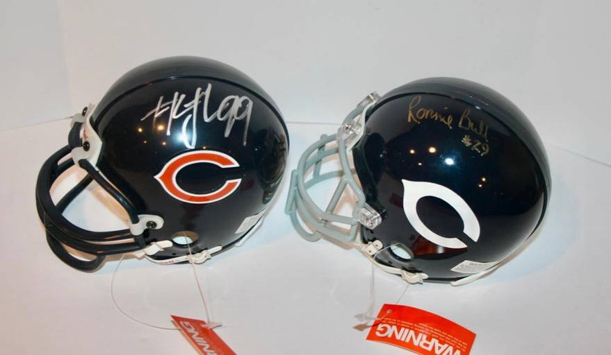 2 Signed Chicago Bears Mini Helmets