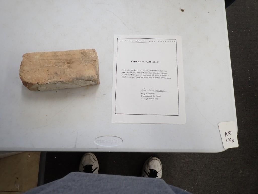 Original Comiskey Park Stadium Brick With Chicago White Sox Charity Coa
