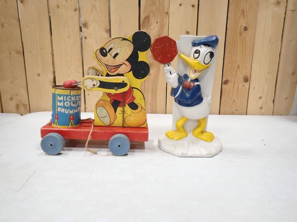 Vintage Walt Disney Toys Including Mickey Mouse Drummer And Donald Duck ...