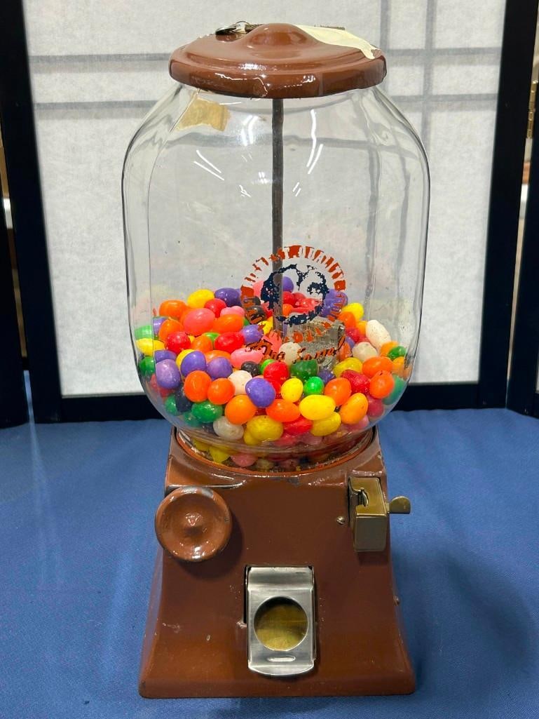Vintage Penny Gumball Machine Working With Key Auction