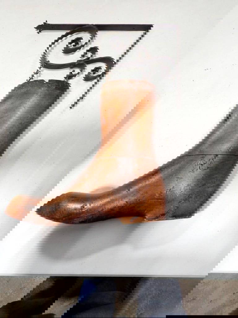 Figural Boot Shoe Repair Cobbler Store Sign With Iron Bracket 14" X 20 ...